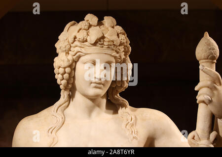 A sculpture of bacchus, god of the grape harvest, winemaking and wine ...