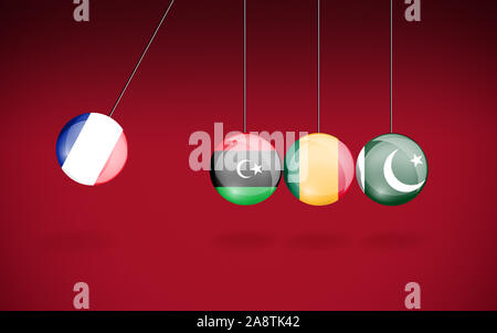 French flag in a cradle made from glass is about to hit enemy countries ...