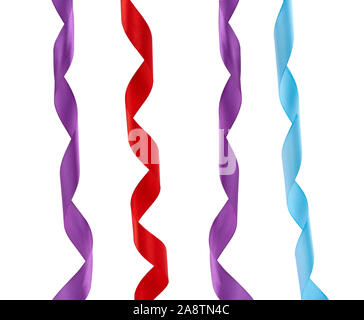 Lilac and blue ribbons on color background. Cancer awareness concept ...