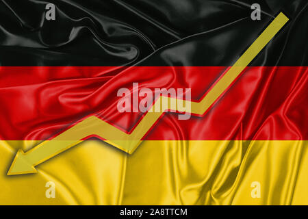 Shiny crippled German flag is with arrow symbol on it representing ...