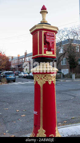 Old red box fire alarm isolated on white background Stock Photo - Alamy