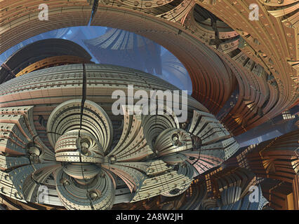 Abstract artwork - 3d illustration, organic geometric shapes. Recursive ...