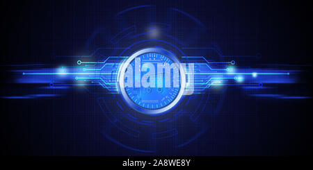 Shopping Cart symbol is reflecting over futuristic electronic circuit ...