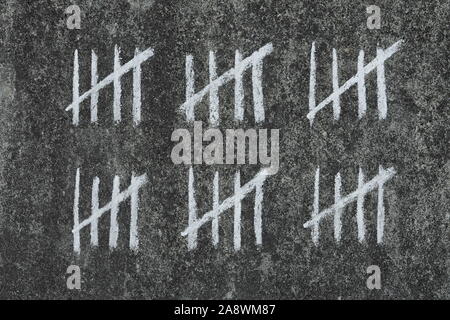 counting days in prison - handwritten lines of white chalk Stock Photo ...