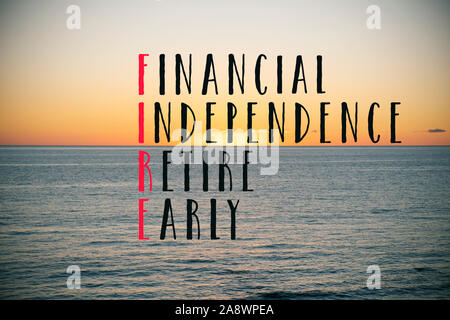 FIRE financial independence retire early symbol. Concept words FIRE ...