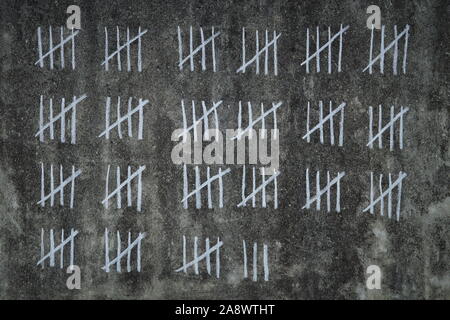 counting days in prison - handwritten lines of white chalk Stock Photo ...