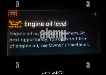 Oil level control of engine oil on the car by a professional mechanic ...