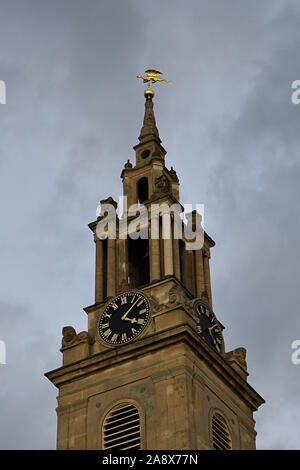 Classical tower spire with golden weather vane in Tallinn, Estonia ...