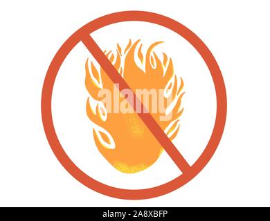 Fire prohibitory sign. Wildfire stop symbol isolated on white ...