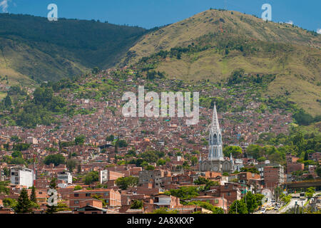 Manrique neighborhood (comuna 3) in Medellin, Colombia. Photographed ...