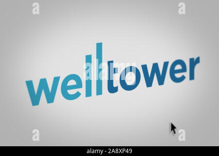 Logo of public company Welltower Inc. displayed on a smartphone. Grey ...