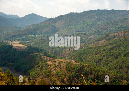 Deep valleys on the remote Kumaon Hills, Uttarakhand, India Stock Photo ...