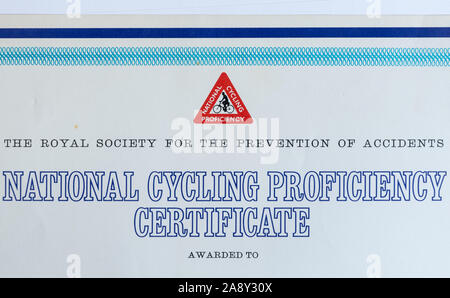 National cycling proficiency certificate Stock Photo - Alamy