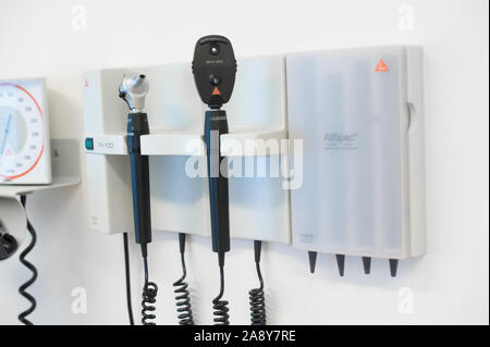 General practice center, hearing test equipment Stock Photo - Alamy