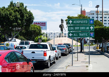 TIJUANA, MEXICO - 07/22: Tijuana traffic on the Cuauhtémoc roundabout ...