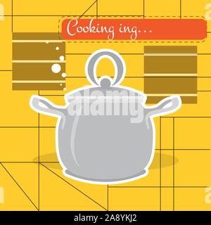 Isolated cooking pot over a colored background - Vector illustration ...