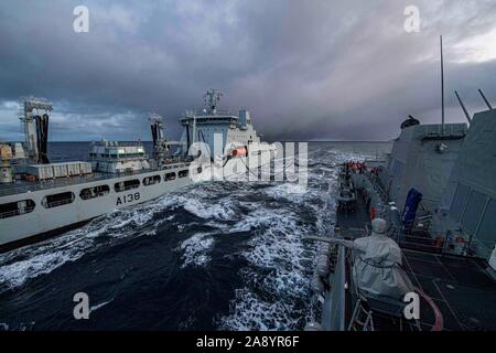 The Royal Norwegian Navy replenishment tanker HNoMS Maud (A530) making ...