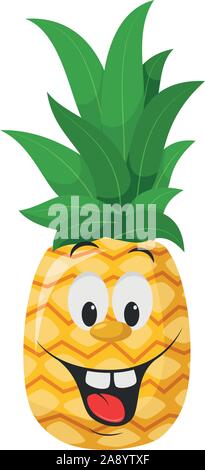 character pineapple, fruit. Cute and funny comic style. Flat cartoon ...