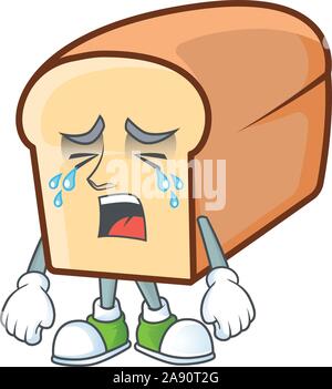 Cute bread character with crying and tears emotion, sad face ...