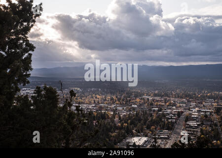 Panorama of Bend, Oregon from Pilot Butte; the mountains of the central ...
