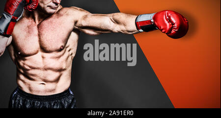 Bald boxer in fighting stance Stock Photo - Alamy