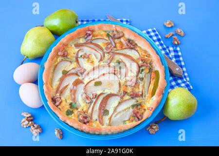 Savory onion pear cake with walnuts Stock Photo - Alamy