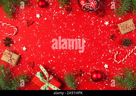 Holiday art and Xmas concept. Fir tree branches with berries Stock ...