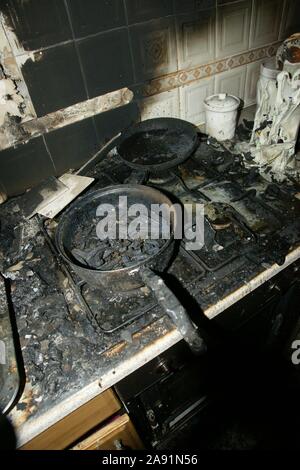 fire damaged kitchen, house fire Stock Photo - Alamy