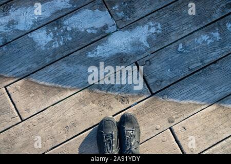 First frost, winter coming concept. Barberry branch covered hoarfrost ...