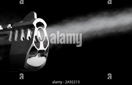 Smoking gun - smoke coming out of barrel of gun after bullet has been ...