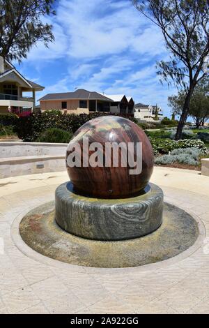 rotating spherical sculpture art Midalia's beach Geraldton Stock Photo ...