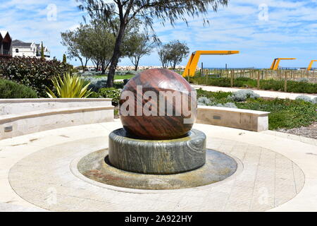 rotating spherical sculpture art Midalia's beach Geraldton Stock Photo ...