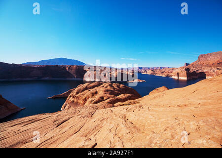 Unusual landscapes in Powell lake, USA. Travel background Stock Photo ...