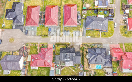 watercolor illustration: Aerial view of a typical German residential ...