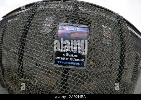 Ipswich, Suffolk, UK. 12th Nov, 2019. A 70m replica of Noah's Ark has ...