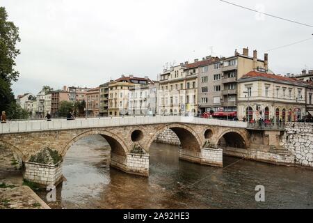 The Latinska cuprija (Latin Bridge) and the Sarajevo Museum. Sarajevo ...