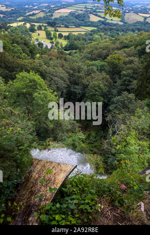 View from the top of the Lady Exmouth Falls, Canonteign Estate, Devon ...