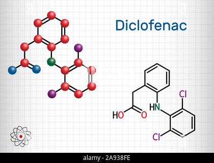 Diclofenac molecule, is a nonsteroidal anti-inflammatory drug NSAID ...