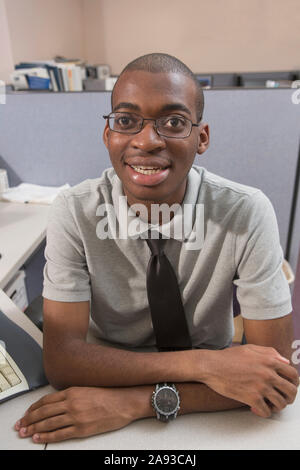 Happy African American man with Autism talking on cell phone while ...