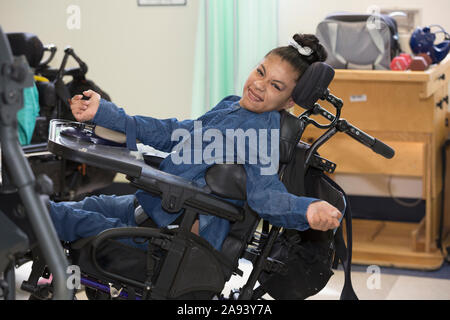 Teen with Spastic Dystonic Cerebral Palsy at school Stock Photo - Alamy