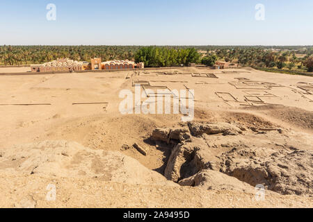 Aerial view of the ancient city of Kerma, dating to 2400 BCE, viewed ...
