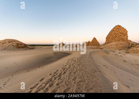 Pyramid field of Nuri at dusk; Northern State, Sudan Stock Photo - Alamy
