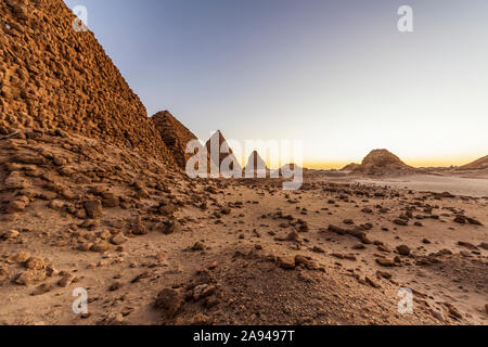 Pyramid field of Nuri at dusk; Northern State, Sudan Stock Photo - Alamy