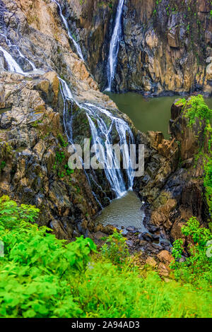 Vertical view of Barron Falls in full flow during the Wet Season, near ...