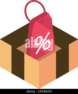 cardboard box tag price online shopping market vector illustration ...