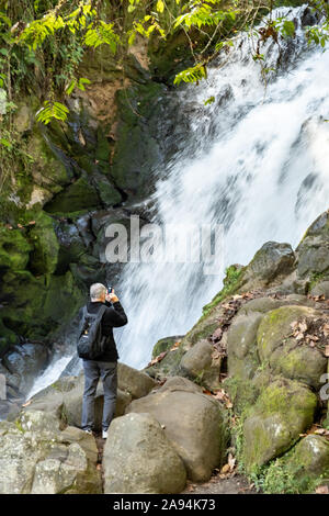The upper Cascada de Texolo waterfall near Xico, Veracruz, Mexico. The ...