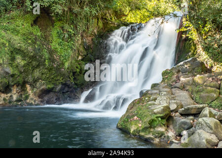 The upper Cascada de Texolo waterfall near Xico, Veracruz, Mexico. The ...