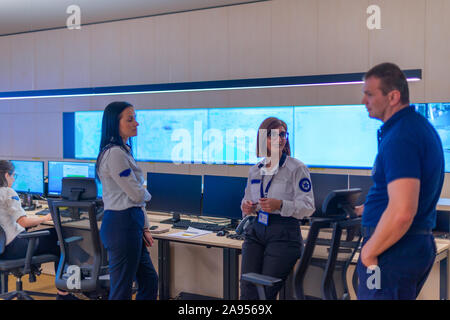 Male computer operator monitoring from a security ( computer, logistic ) center Stock Photo - Alamy