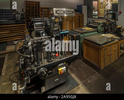 Historical original Heidelberg printing machine from 1950, Museum ...