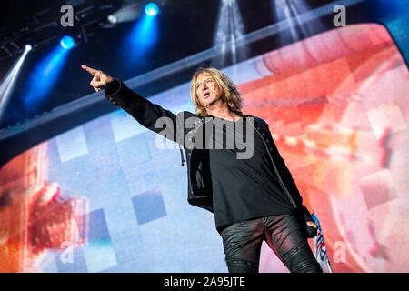 Def Leppard vocalist Joe Elliott is shown performing on stage during a ...